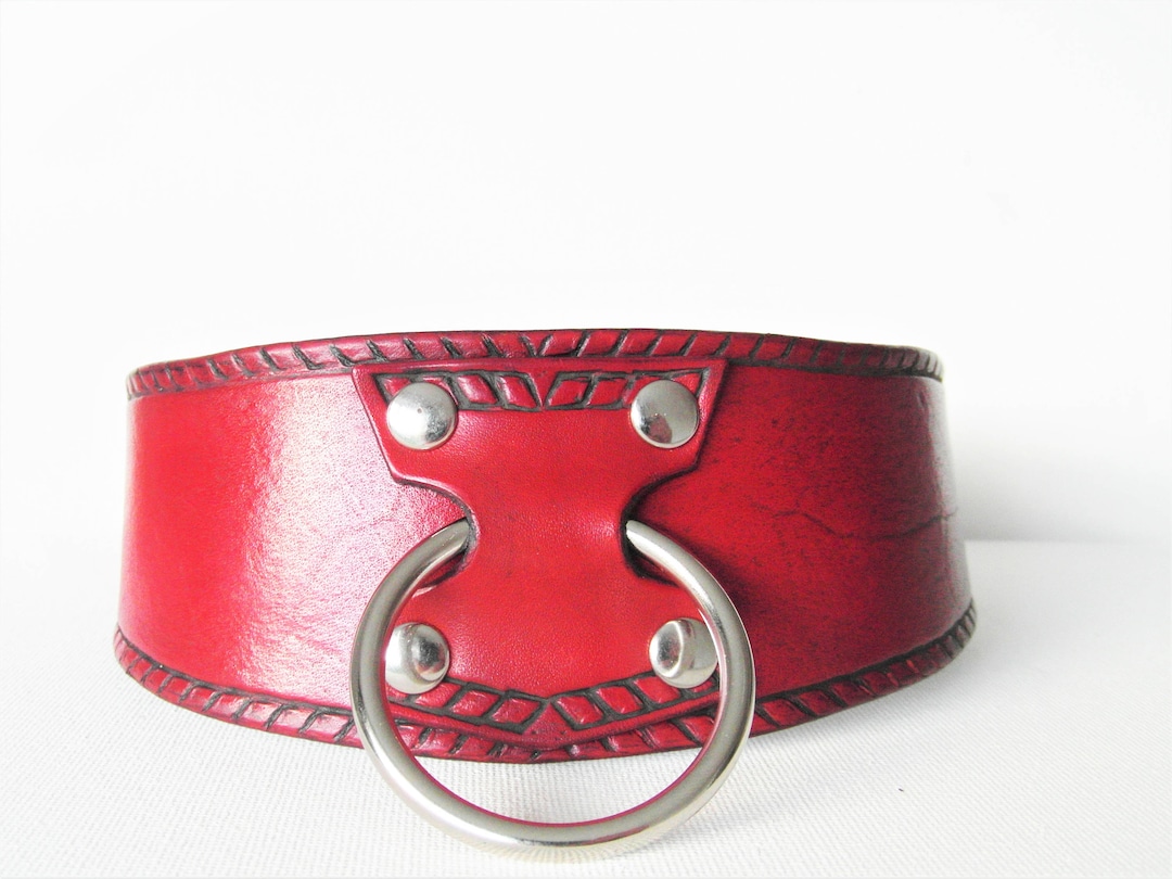 Collier de posture en cuir rouge, Collier BDSM, Collier BDSM en cuir ...