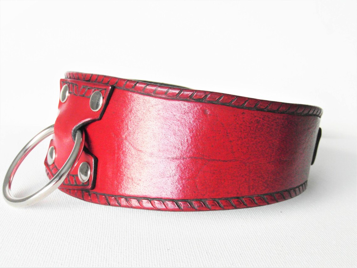 Collier de posture en cuir rouge Collier BDSM Collier BDSM - Etsy France