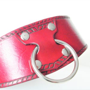 Collier de posture en cuir rouge, Collier BDSM, Collier BDSM en cuir ...