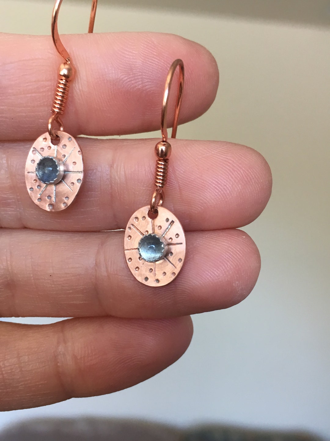 Copper & Silver Mixed Metal Labradorite Oval Coin Earrings - Etsy