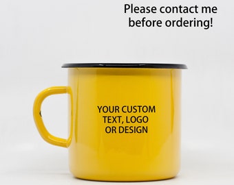 Yellow Enamel Mug - Etsy