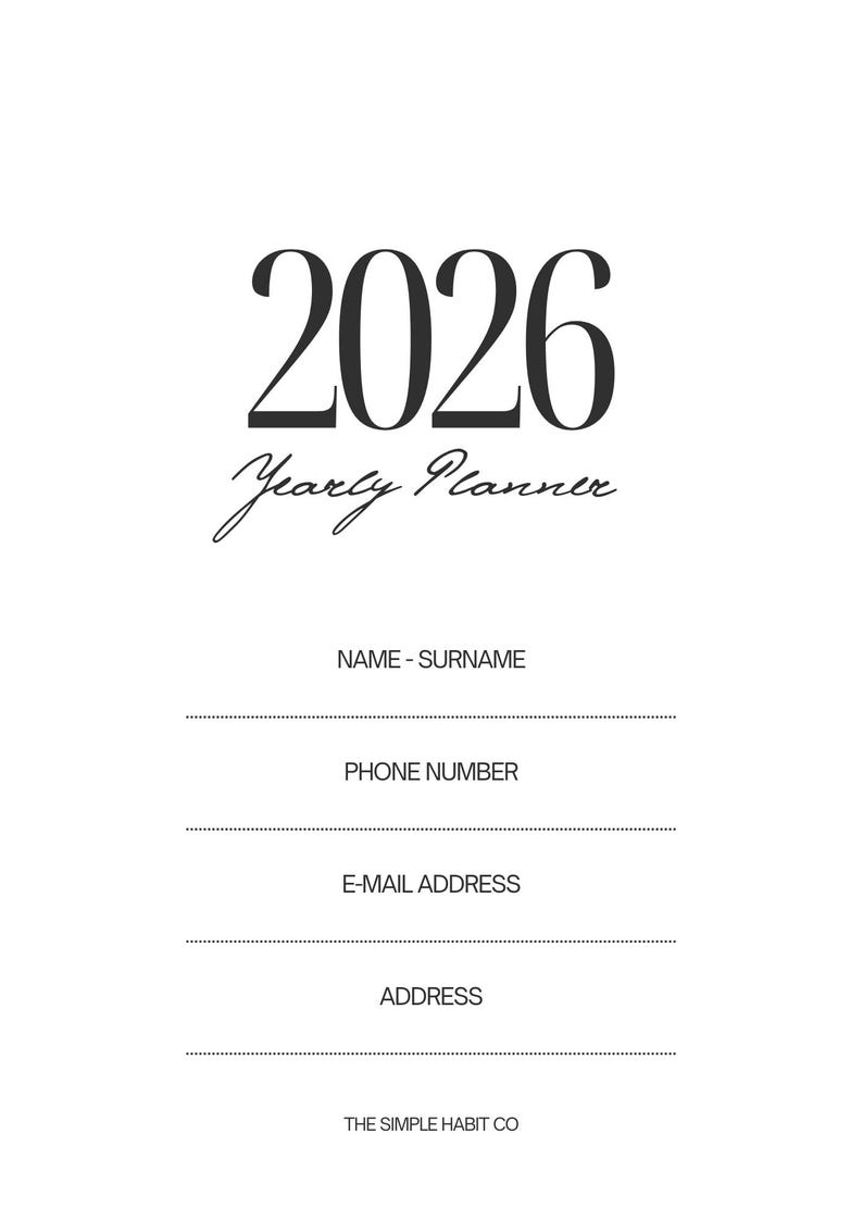 Edit/printable Simple No Fuss 2026 Yearly Planner - Etsy New Zealand