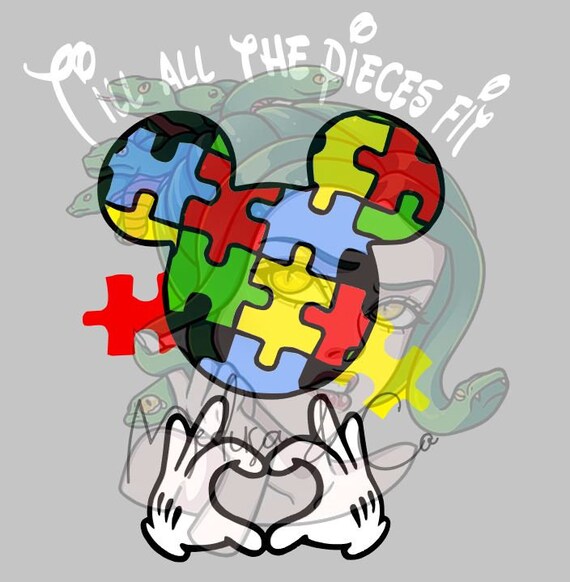 Autism Awareness Heart Puzzle Mickey SVG STUDIO FILE Cut Cameo - Etsy