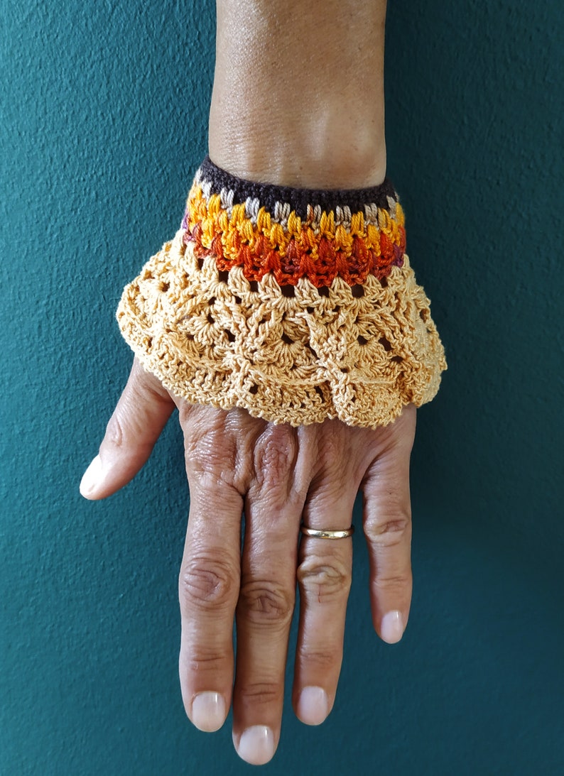 Cuff Bracelet, Crochet Cuff Bracelet, Boho Bracelet, Romantic Cuff ...