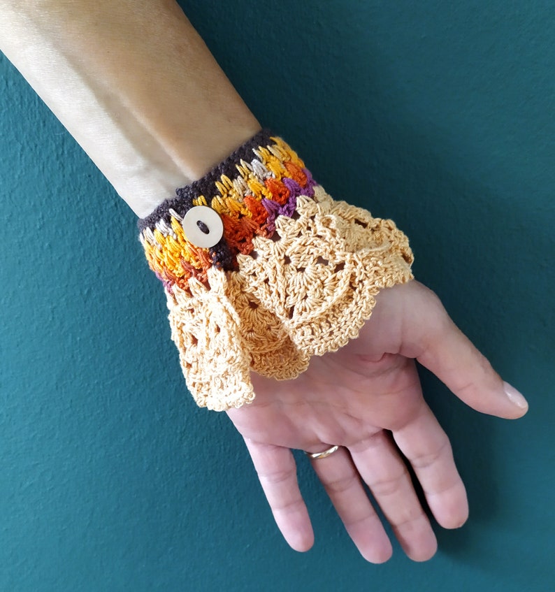 Cuff Bracelet, Crochet Cuff Bracelet, Boho Bracelet, Romantic Cuff Bracelet - Etsy