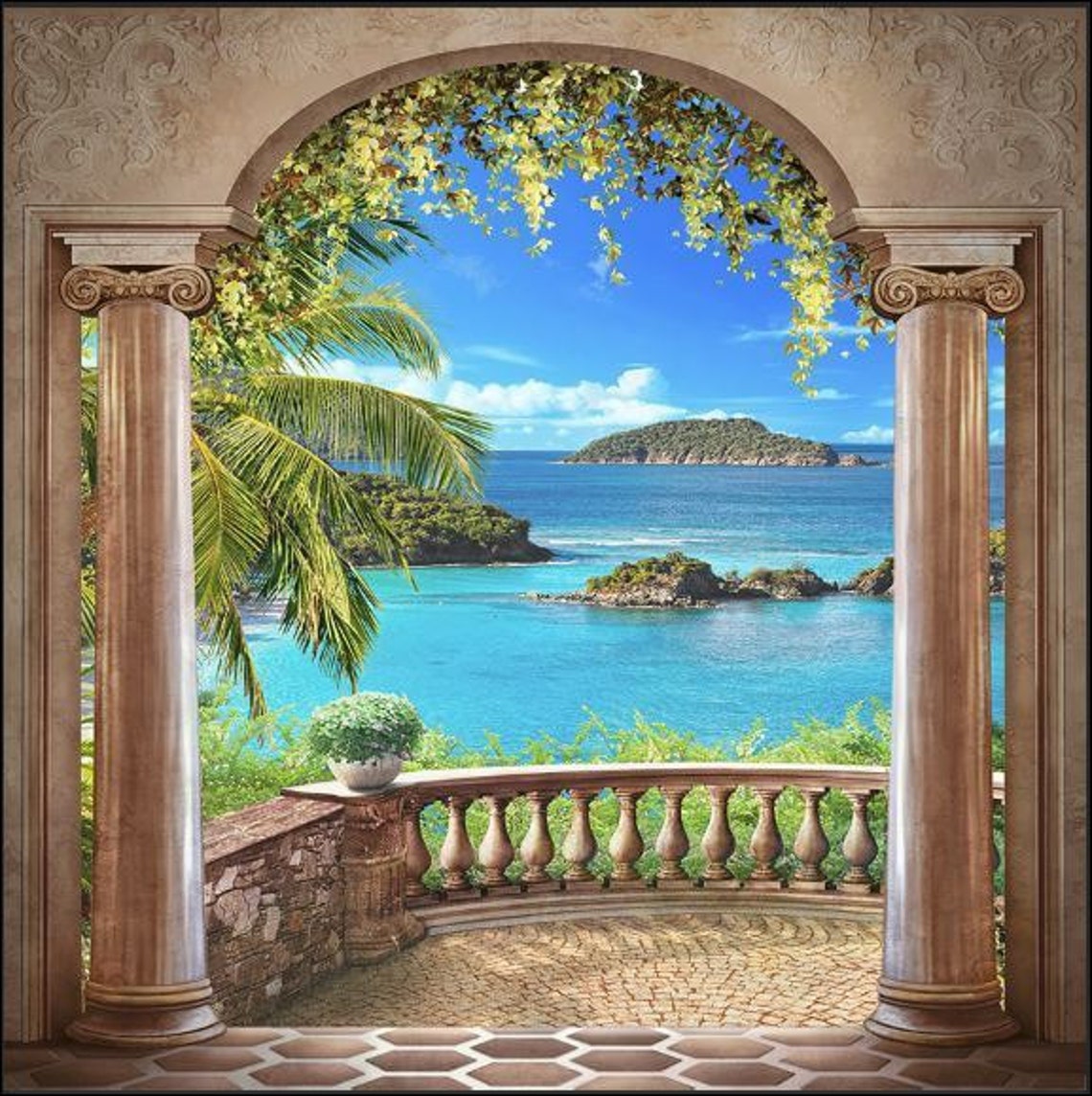 6 Ceramic Accent Tile Archway to the Sea - Etsy