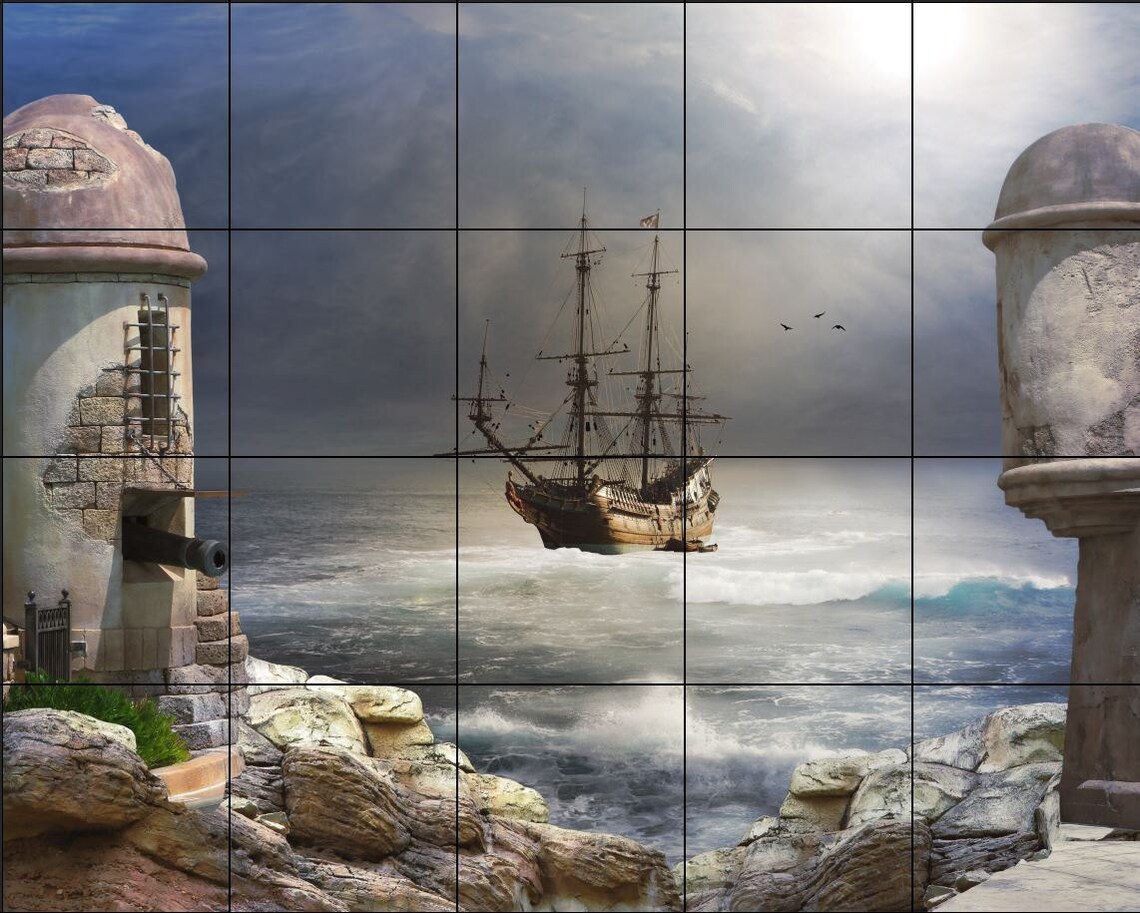 Kitchen-bathroom-shower Tile Mural Tile Mural 24 X 30 Pirates Bay ...