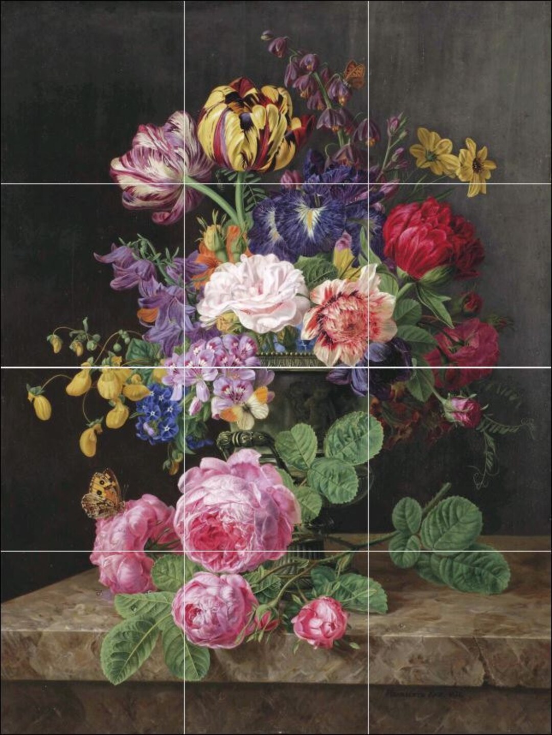 Tile Mural 17 X 12.75 Ceramic Tile Mural Backsplash, Still Life Flowers ...