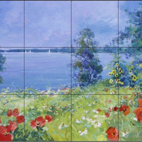 Poppy Ceramic Tile Mural Backsplash. - Etsy