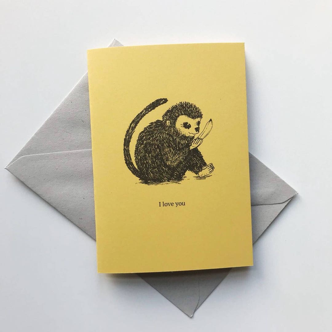 MONKEY LOVE New Original Valentine's Day Card With Illustration by ...