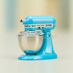 Dollhouse Miniature Light Blue Stand Mixer With Silver Metal Bowl and ...