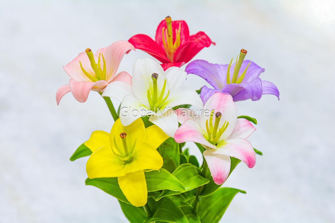Miniature Lily Flower, Dollhouse Flowers, 1:6 Scale Floral Arrangement ...