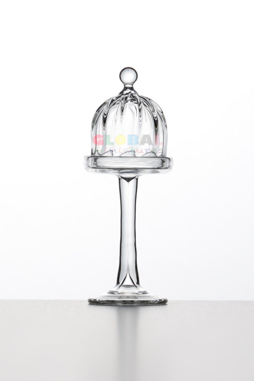 Dollhouse Miniatures Glass Mini Bell-shaped Cake Cover + Pillar-legged ...