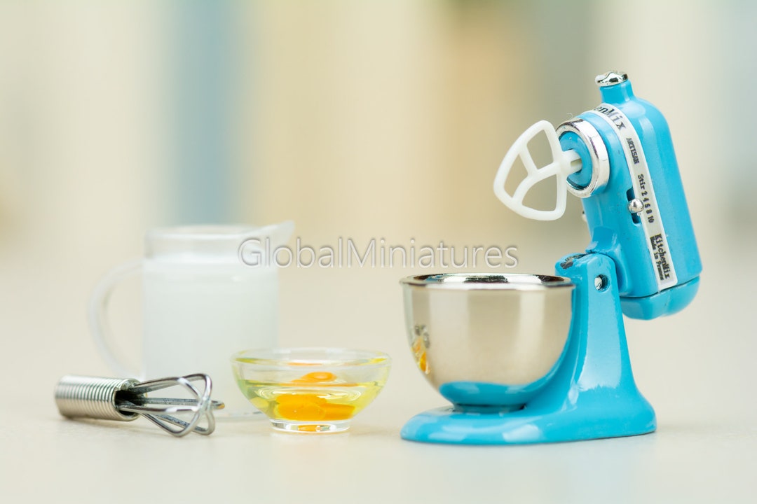 Dollhouse Miniature Light Blue Stand Mixer With Silver Metal Bowl and ...