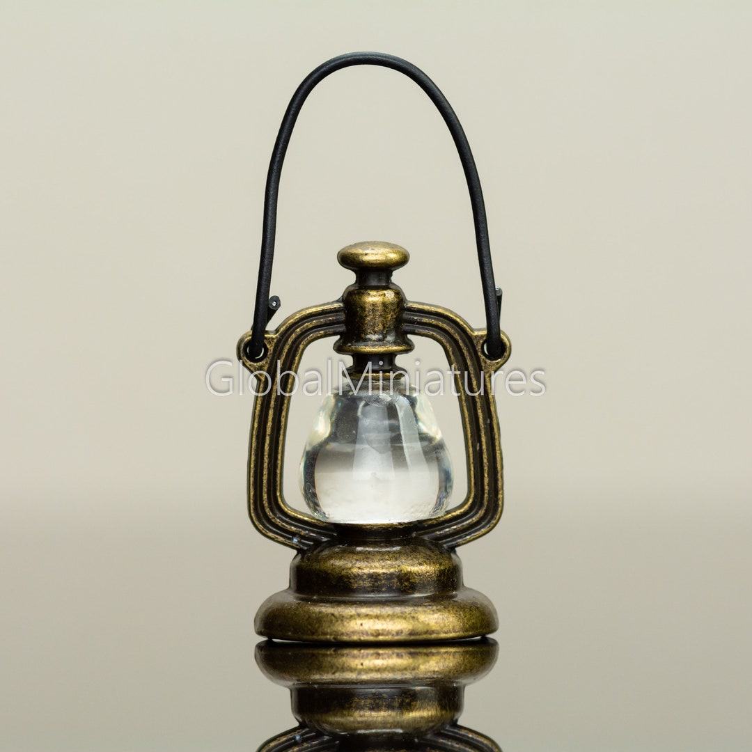 Dollhouse Miniatures Vintage Brass Handheld Lantern Torch Lamp Light ...