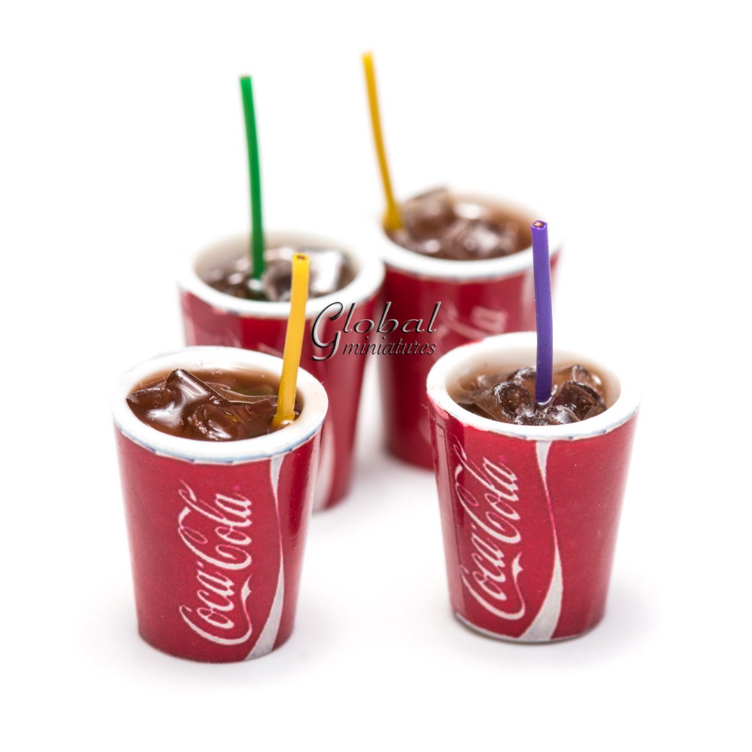 Miniature Glass of Iced Coca Cola With Straw, 1:12 Scale, Dollhouse ...