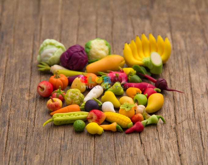 Miniature Vegetables Fruits Bushel Basket Wood Slates - Etsy