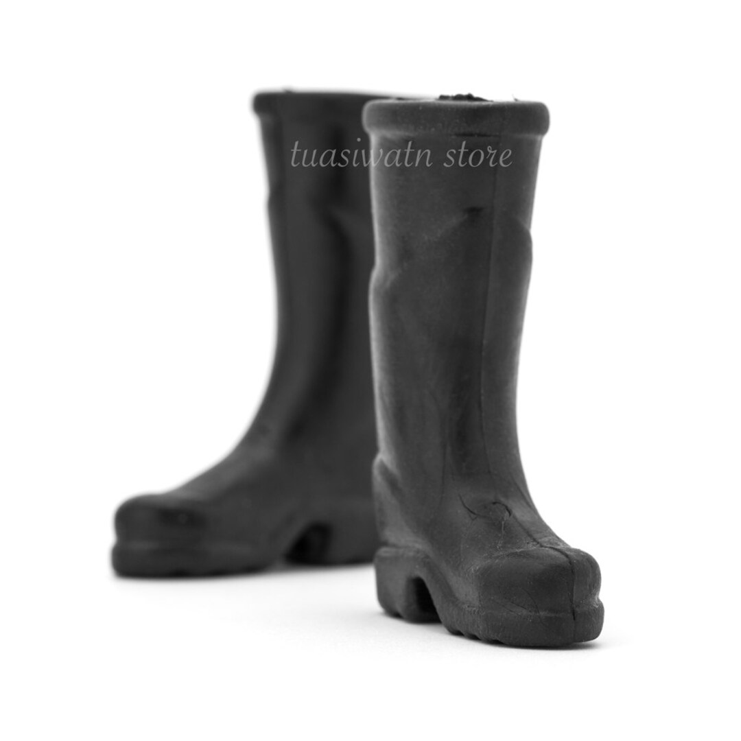 Dollhouse Miniatures Pair of Black Rubber Boots Shoes - Etsy