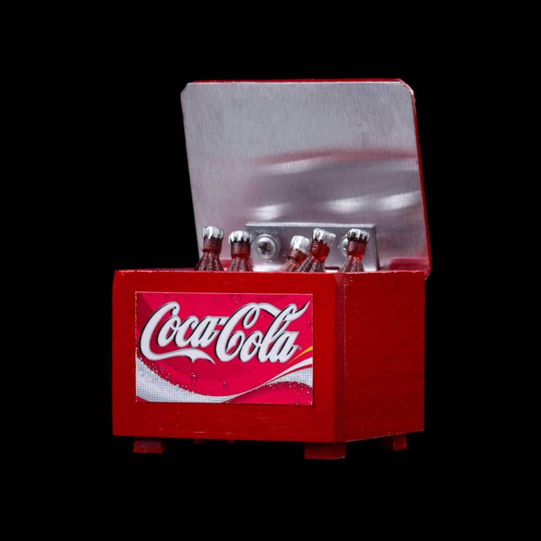 Dollhouse Miniatures Cooler Chest Box of Coca Cola Coke Soft Drinks ...