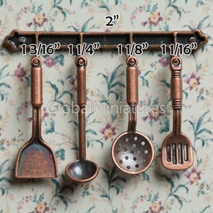 Dollhouse Miniatures Set of Bronze Cooking Tool Kitchen Accessory With ...