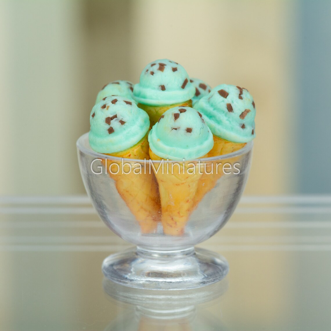 Dollhouse Miniatures Colorful Cone Ice Cream With Chocolate Chip Sweets ...