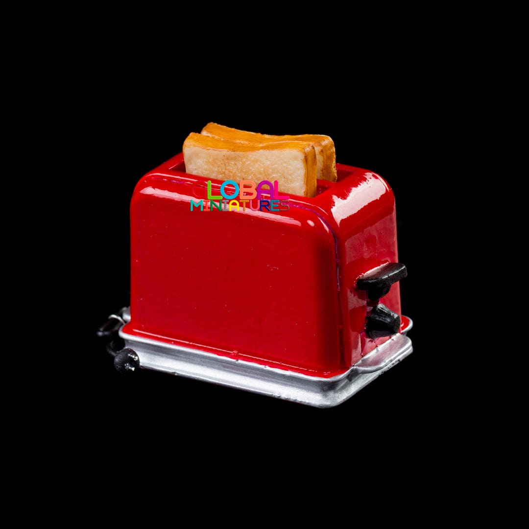 Dollhouse Miniatures Glossy Red Electric Toaster Bread Cooking Machine ...