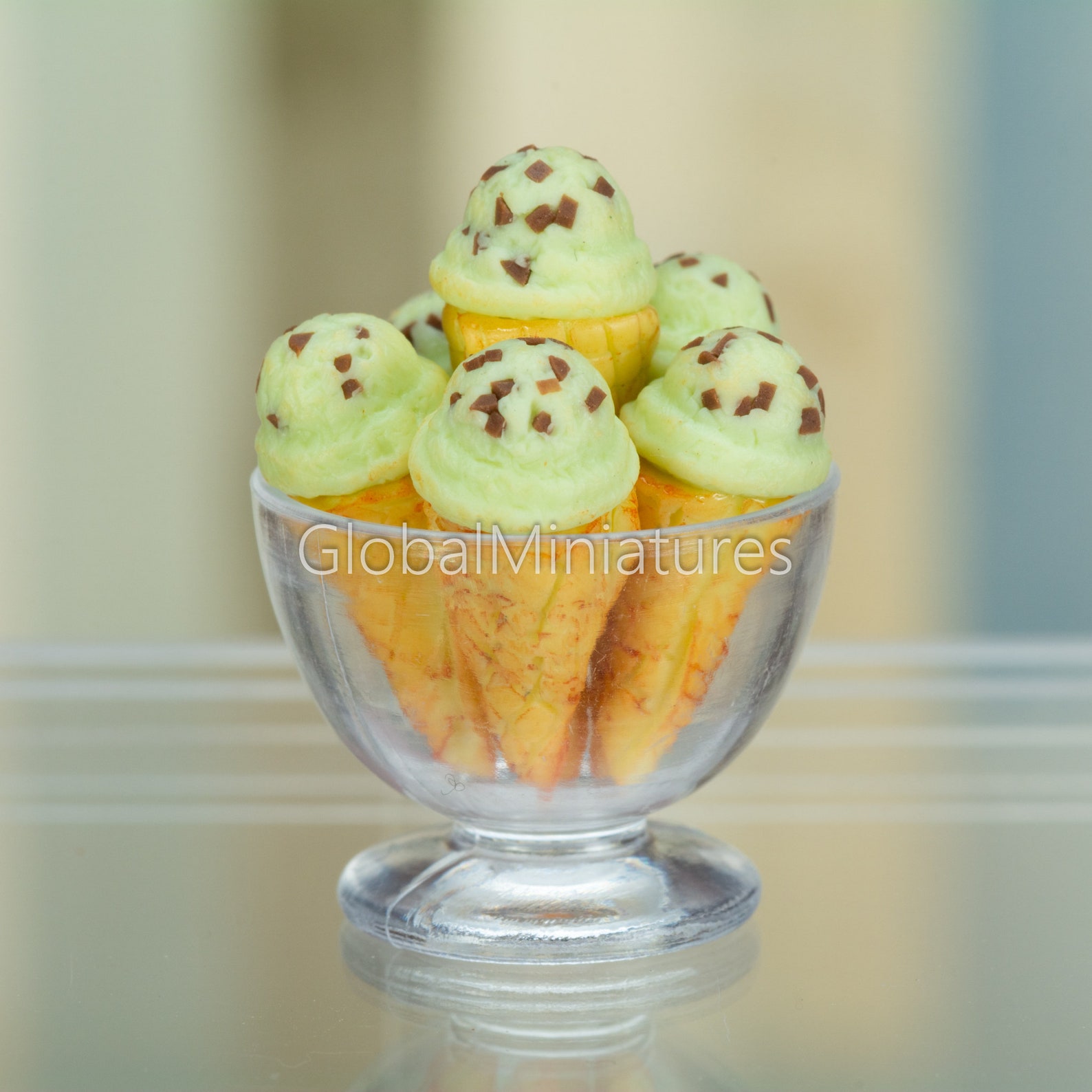 Dollhouse Miniatures Colorful Cone Ice Cream With Chocolate Chip Sweets ...