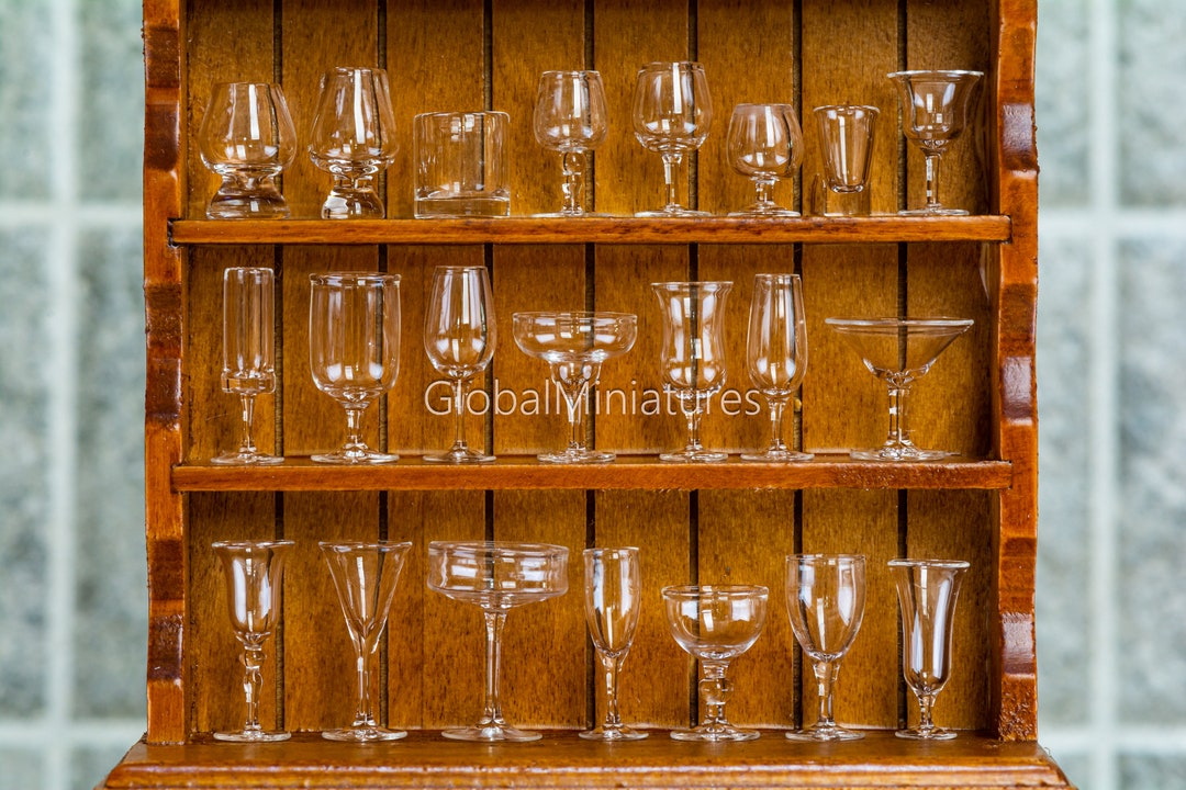 Miniature Wine Glass Set, Dollhouse Barware Supply, 1:12 Scale Dining ...