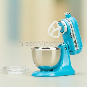 Dollhouse Miniature Light Blue Stand Mixer With Silver Metal Bowl and ...