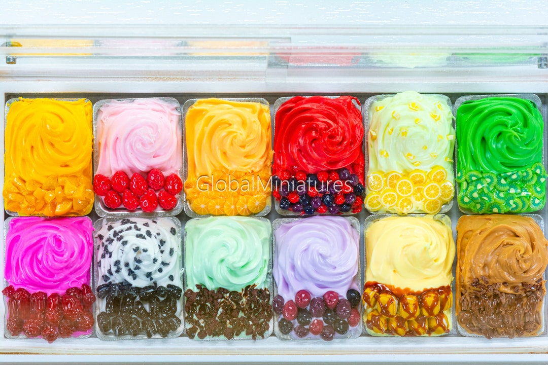 1:6 Scale Dollhouse Miniature Ice Cream Tubs - Choose Your Flavor or ...