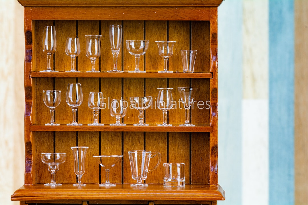 1:12 Scale Dollhouse Miniature Glassware Set - Crystal Clear Wine ...