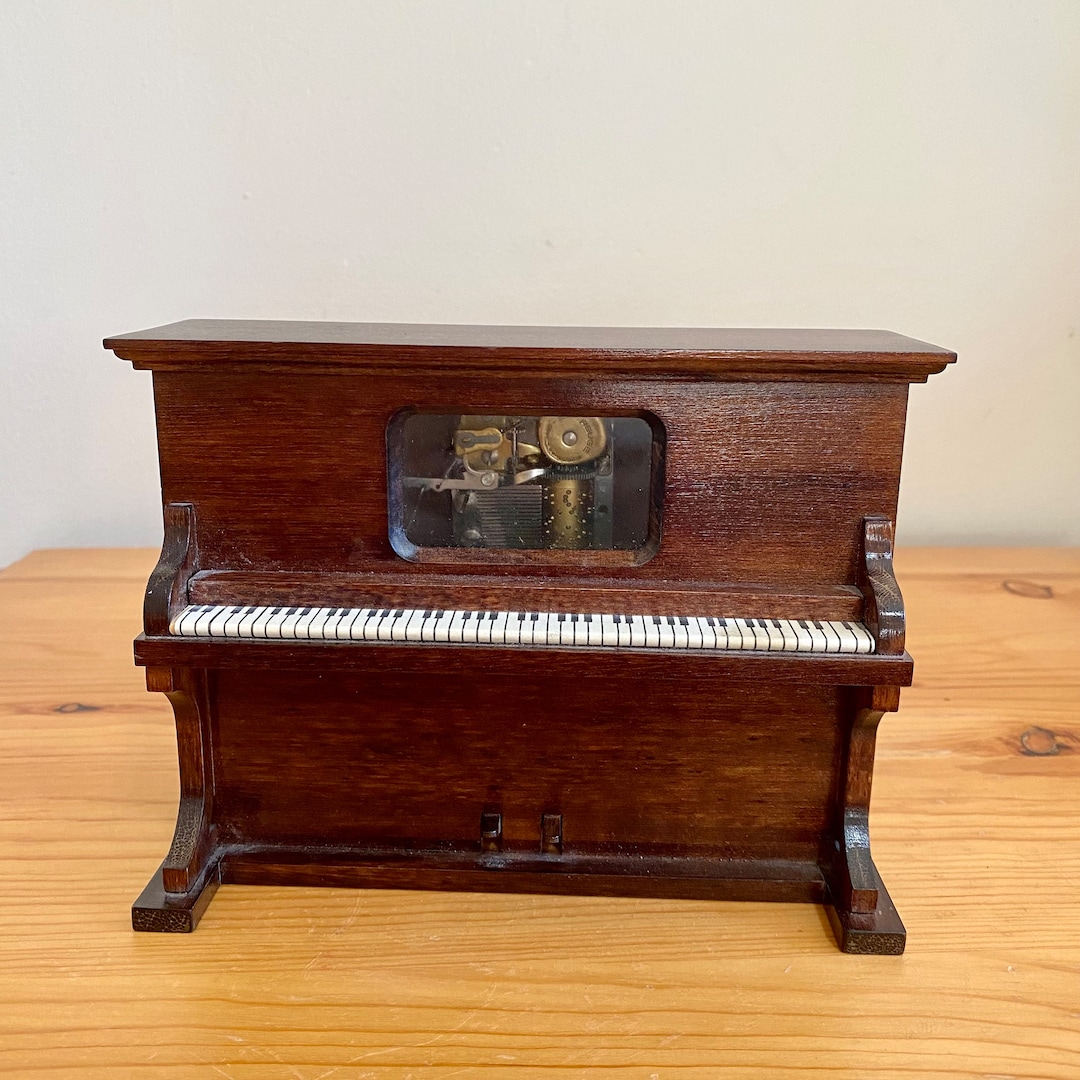 Vintage Upright Piano Music Box Reuge Swiss Musical the Entertainer ...