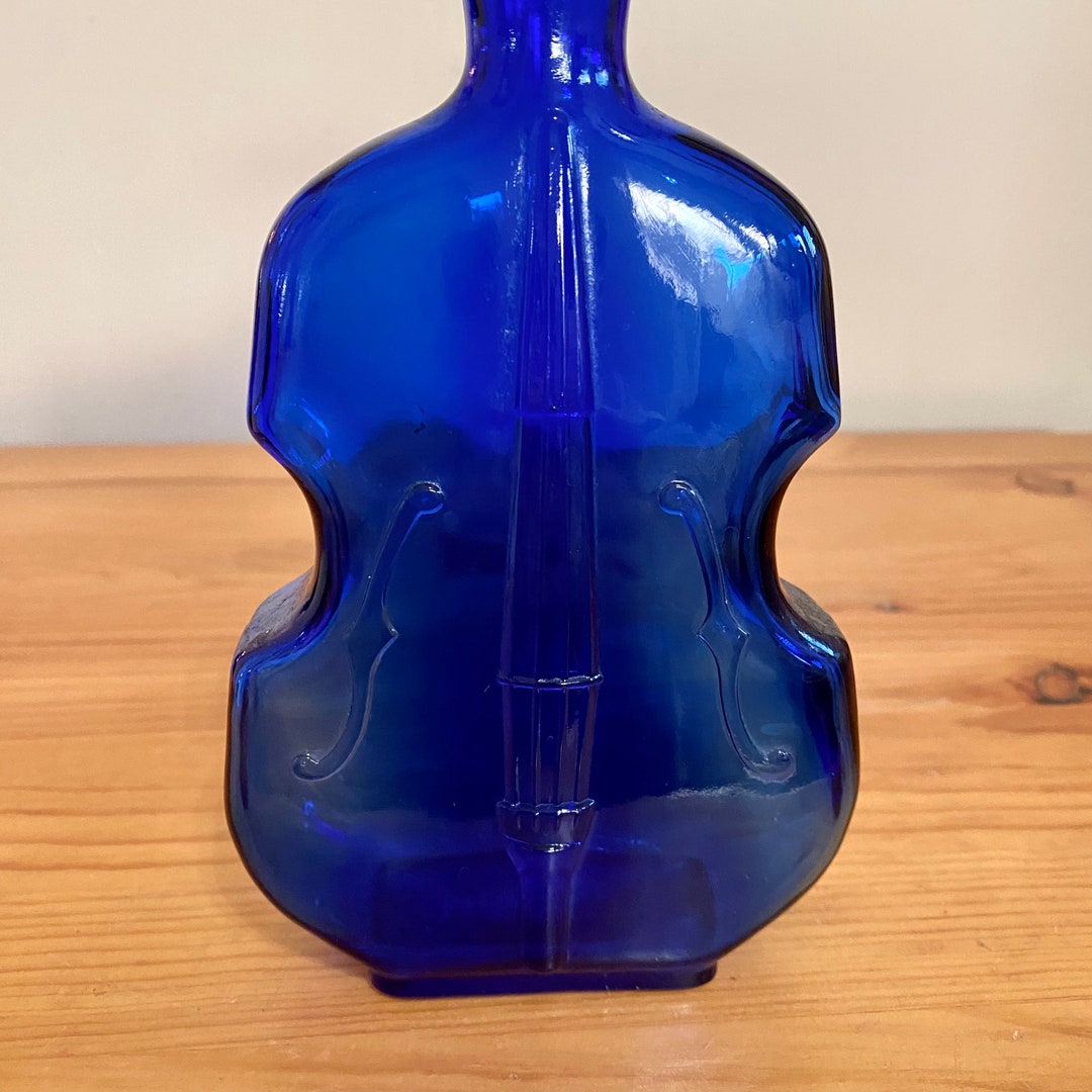 Vintage 50s Violin Bottle Vase Cobalt Blue Glass Glassware Musician ...