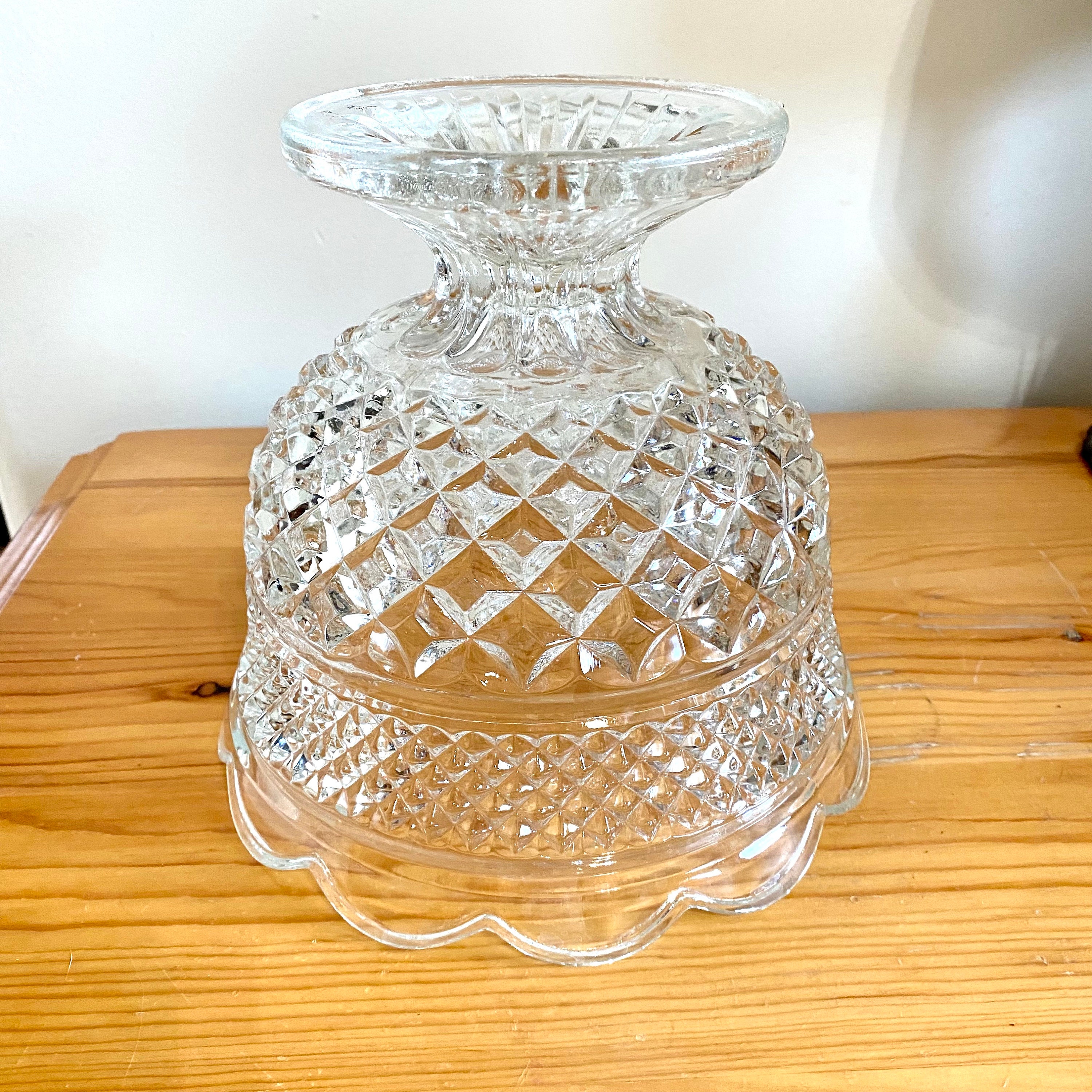 Vintage Anchor Hocking Wexford Glass Compote Pedestal Bowl Diamond ...