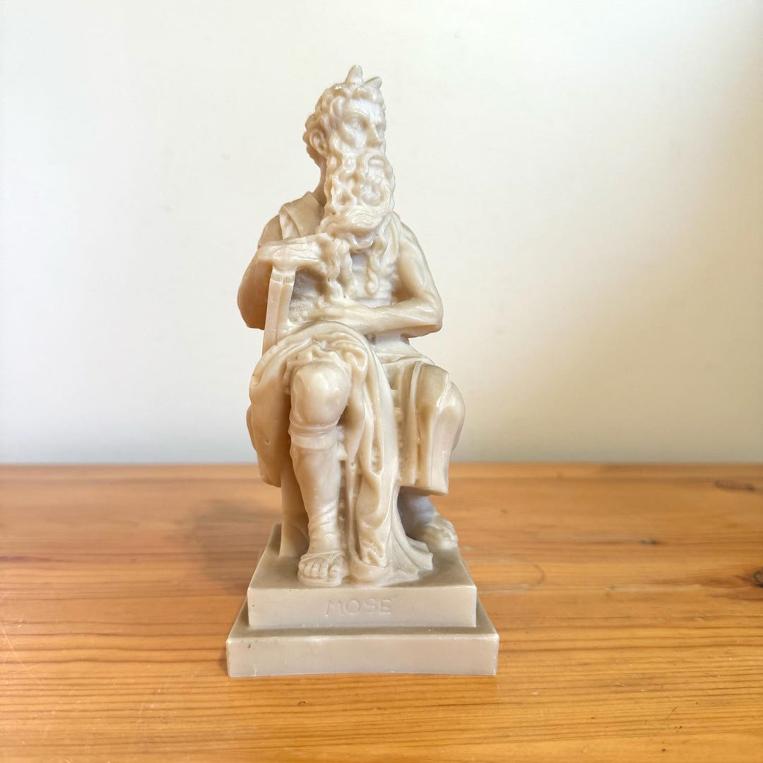 Vintage 70s Moses Figure Alabaster Stone Carving Classic Pose Statue ...