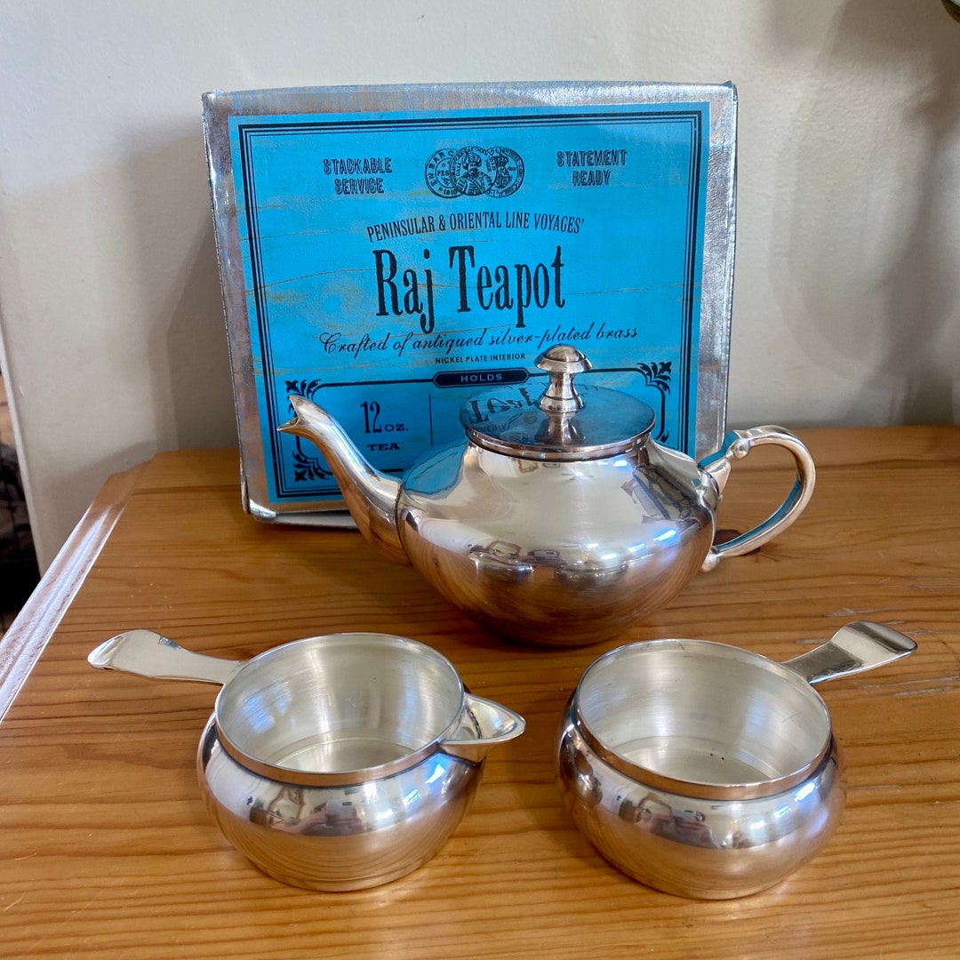 Vintage Raj Silver Plated Teapot Set: Stackable Creamer & Sugar, With ...