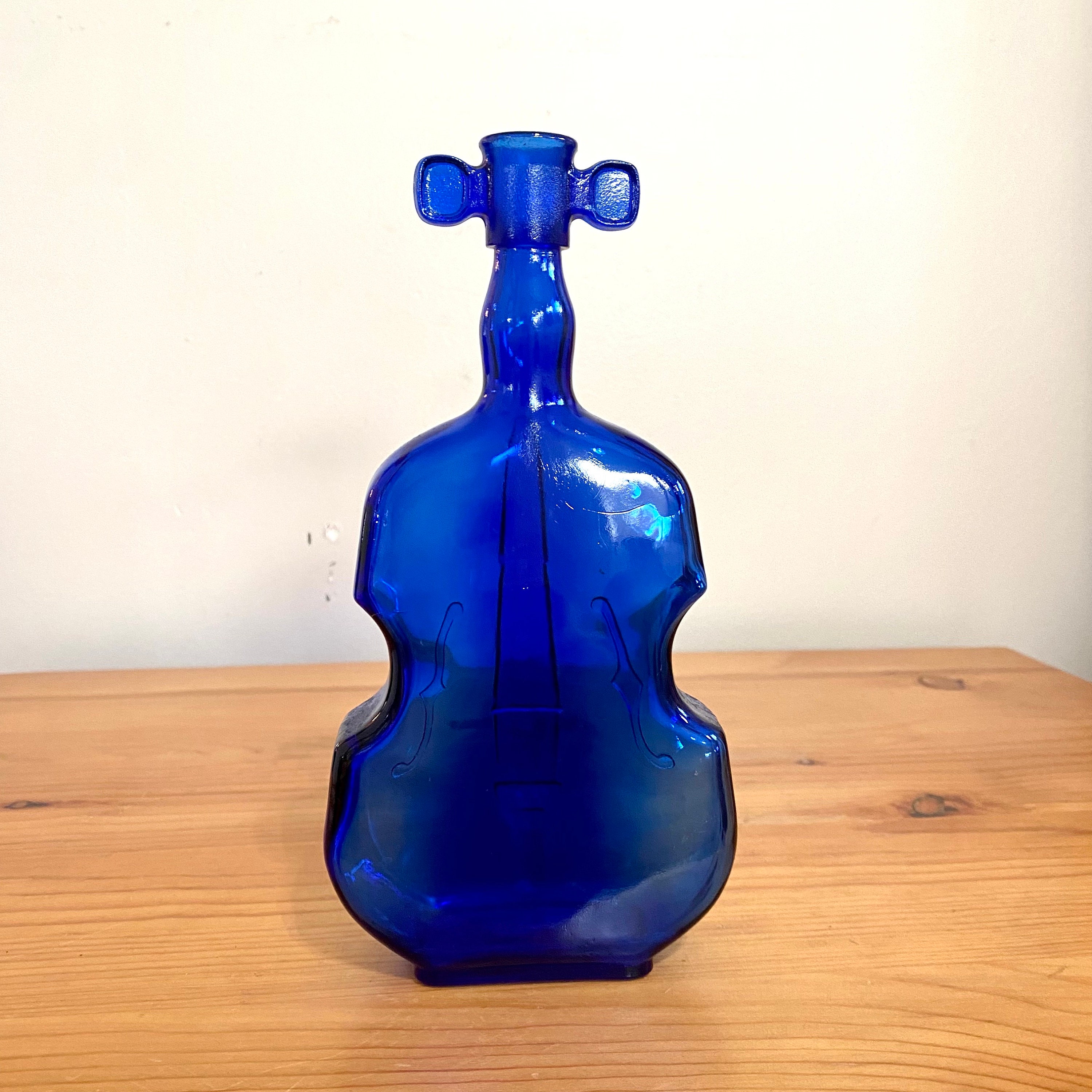 Vintage 50s Violin Bottle Vase Cobalt Blue Glass Glassware Musician ...