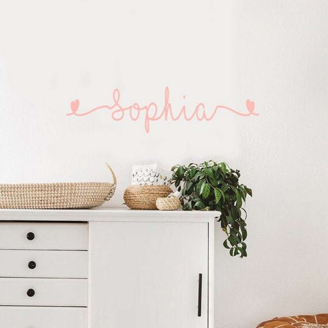 Heart Name Decal Girls Personalised Wall Decal Playroom Wall Stickers ...