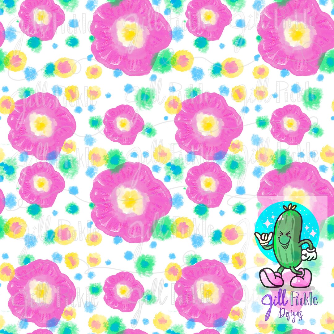 Pink Pansies and Polkadots Seamless Design Digital Download 300 DPI PNG ...