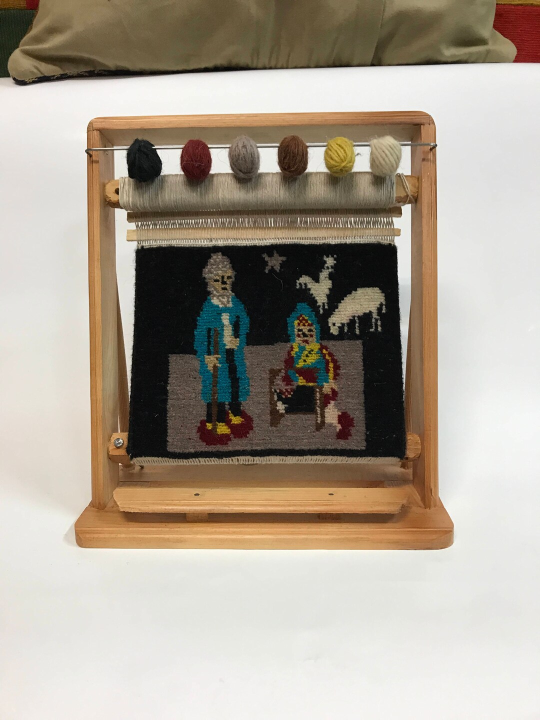 Nativity Rug , Menger Scene, Holy Family on Hand Made Black Turkish ...