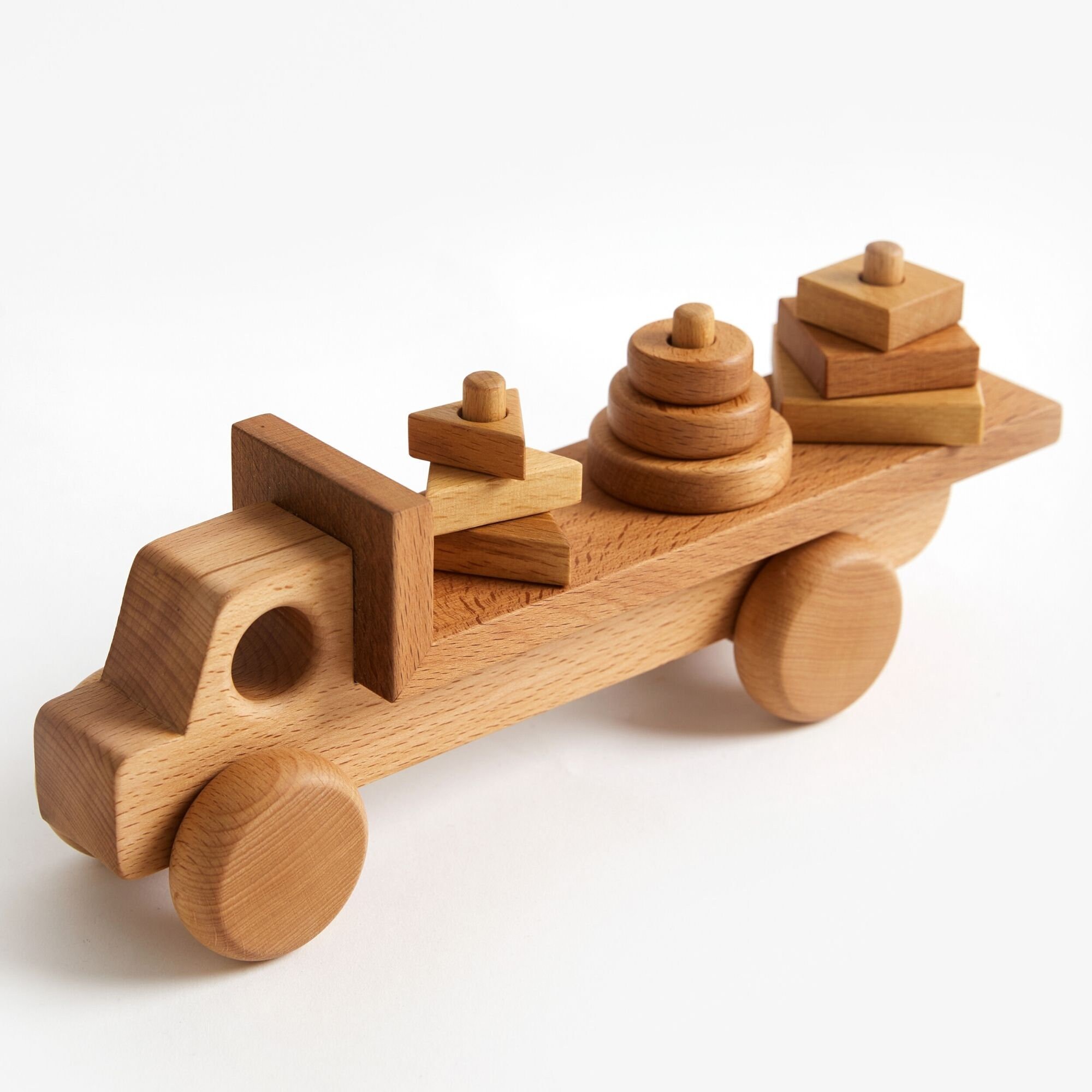 Geometric Shapes Stacking Truck / Wooden Truck With Geometric Blocks - Etsy