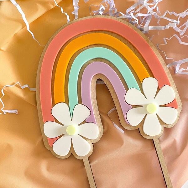 Rainbow Cake Topper - Etsy