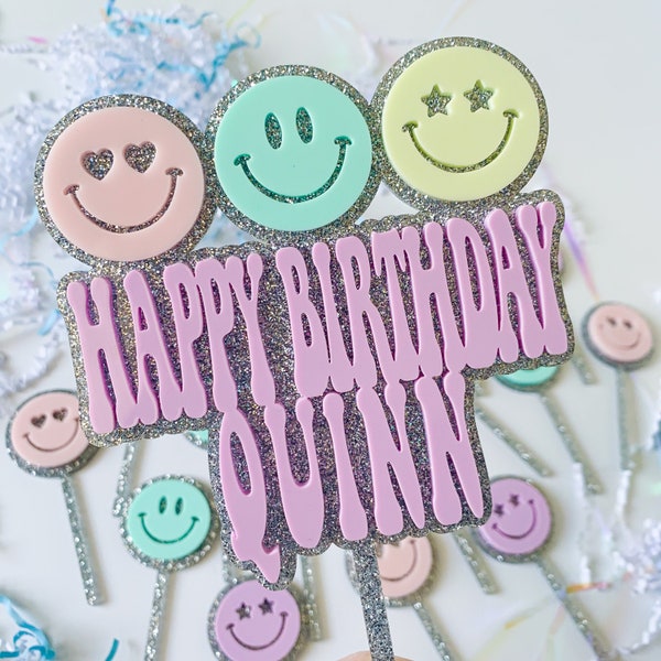 Smiley Face Cake Topper - Etsy