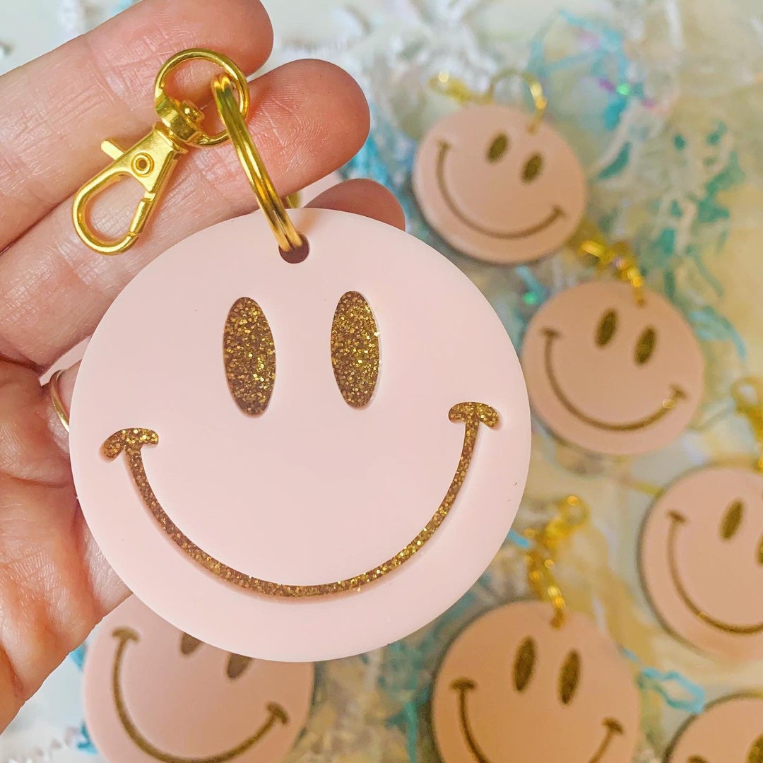 Large Double Layered Smiley Face Keychain - Etsy