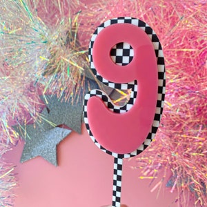 Checkered Number Cake Topper - Etsy