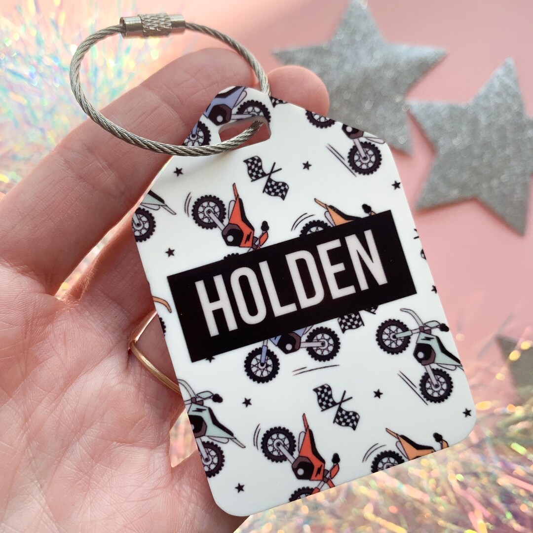 Boy Dirt Bike Name Tag Boy Motorcycle Bag Tag - Etsy