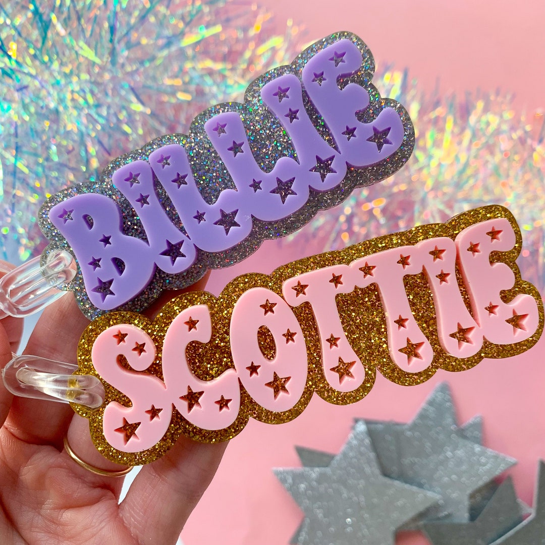 Star Acrylic Name Keychain Bag Tag Glitter Name Keychain - Etsy