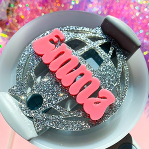 Tumbler Name Plate-disco Ball Custom Tumbler Name Tag Glitter Name ...
