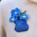 Jug of Flowers Felted Brooch, Blue Flower Pin, Wool Jewellery, Merino ...