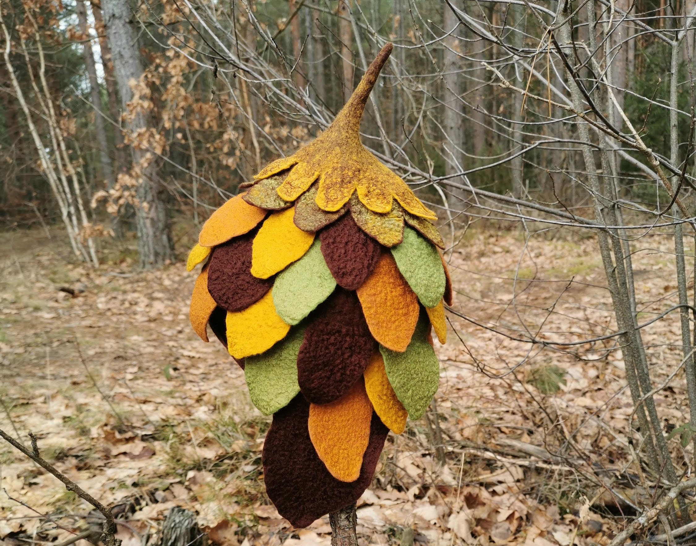 Tree Inspired Wet Felted Hat, Forest Fantasy Hat, Cosplay Beanie ...